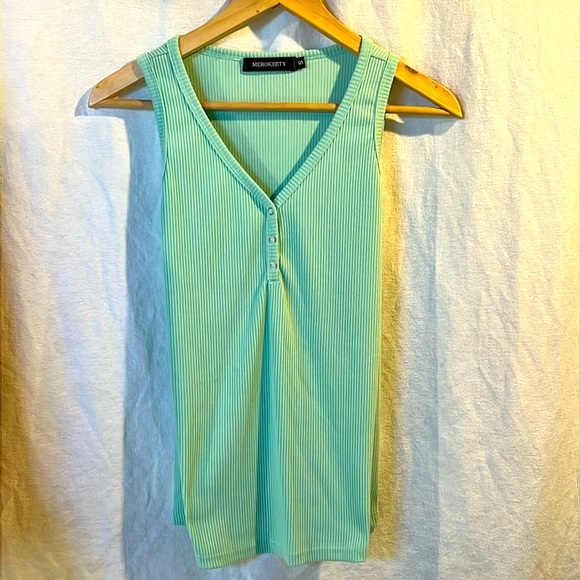 Tops | Soft And Comfy Small Large Teal Womens Ribbed Tank Top | Poshmark